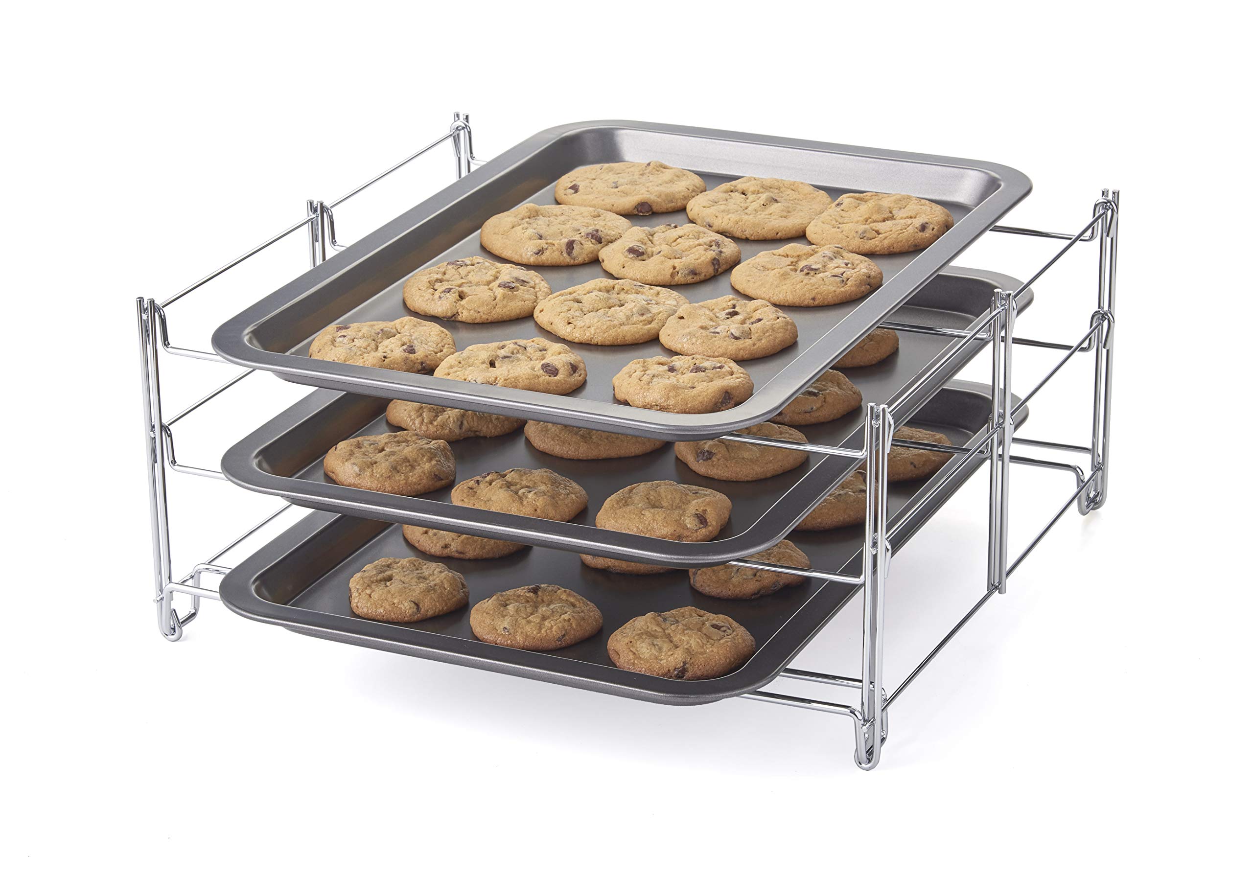 Nifty Solutions Insert with 3 Non-Stick, One Size, 3 Tier Baking Rack WITH Cookie Sheets