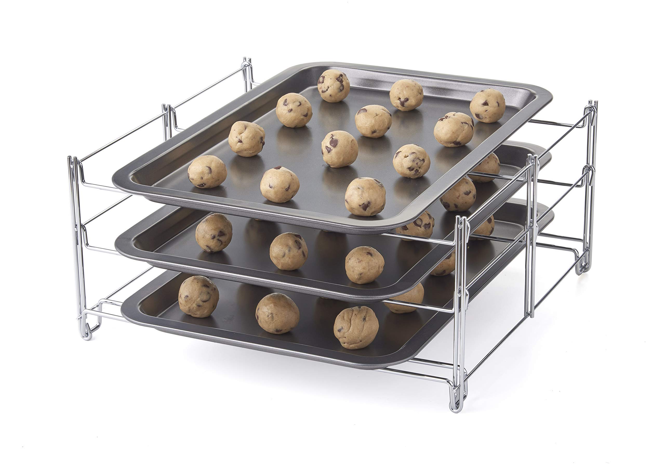 Nifty Solutions Insert with 3 Non-Stick, One Size, 3 Tier Baking Rack WITH Cookie Sheets