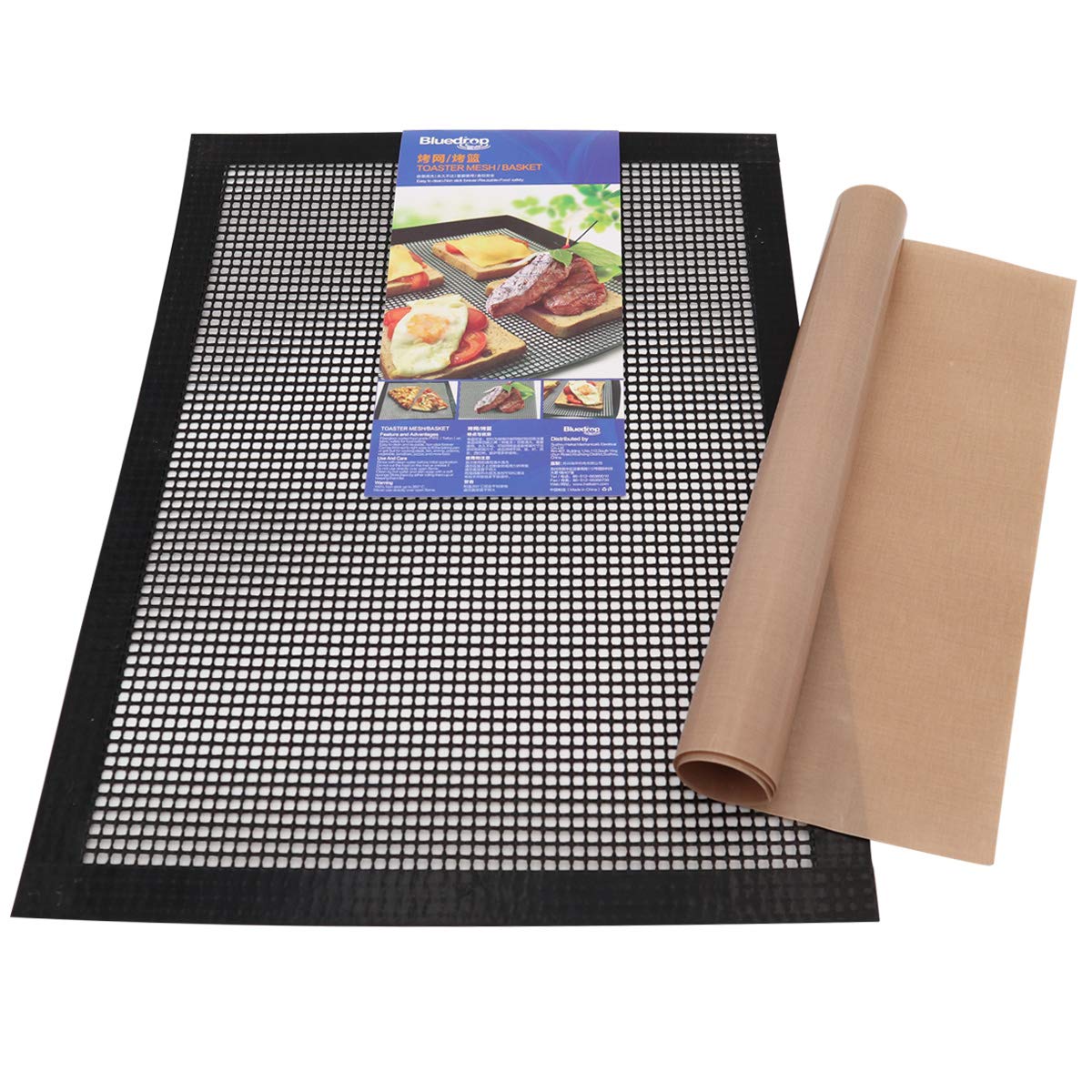 Bluedrop Baking Sheets Oven Liners Crisper Toaster Mesh Crispy Sheets Perforated PTFE Baking Liners For Pizza Non Stick Pads