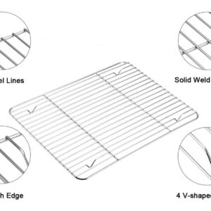 TeamFar Baking Sheet with Rack Set of 8, Cookie Sheet Baking Pans Stainless Steel Bakeware with Cooling Rack Set, Non Toxic & Healthy, Mirror Finish & Rust Free, Easy Clean & Dishwasher Safe