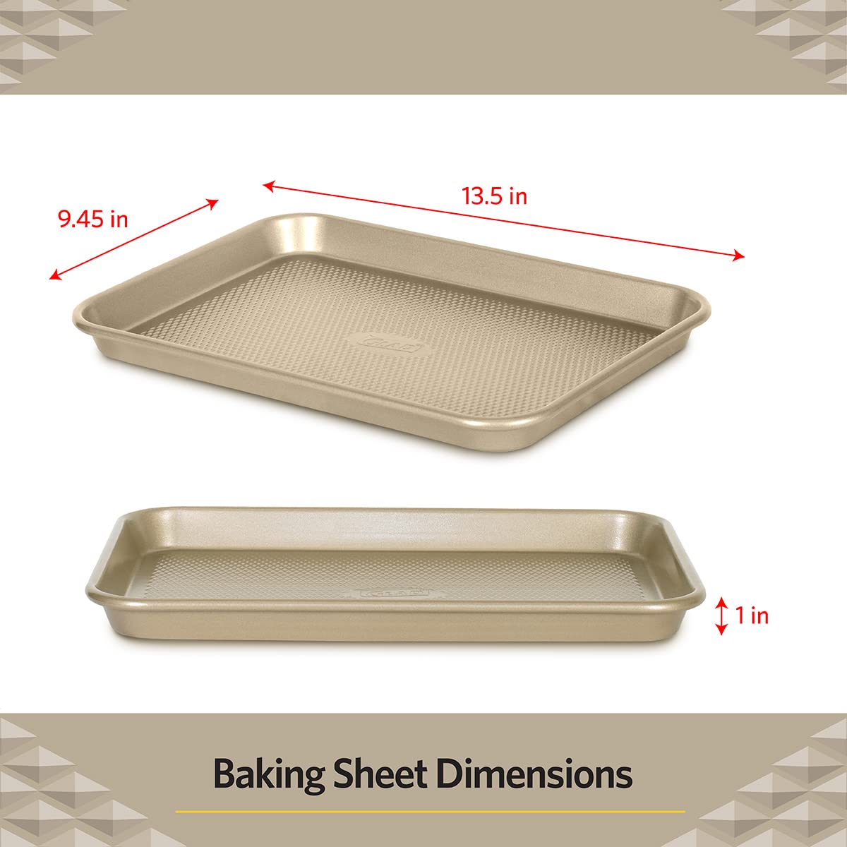 Glad Premium Nonstick Cookie Sheet – Heavy Duty Baking Pan with Raised Diamond Texture, Small, Gold