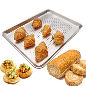 Firsmat Aluminum Perforated Half Sheet Pan For Baking Half Size Bakery Sheet Tray Metal Cookware Medium Bakeware 13x18 inches