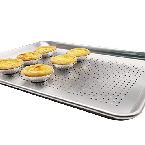 Firsmat Aluminum Perforated Half Sheet Pan For Baking Half Size Bakery Sheet Tray Metal Cookware Medium Bakeware 13x18 inches