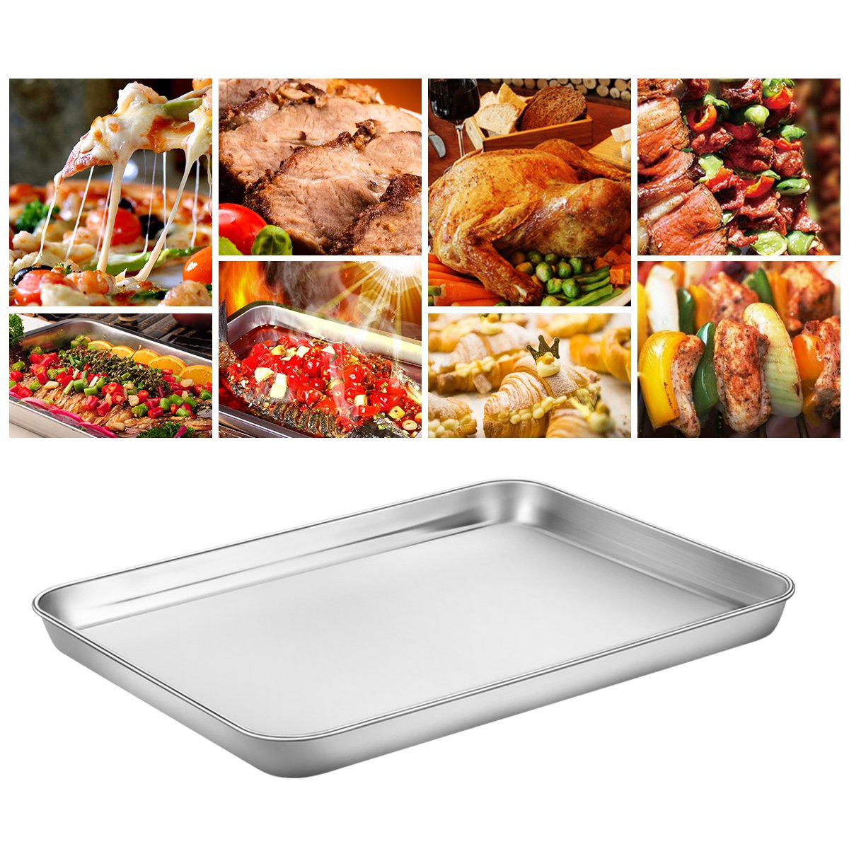 Yododo Baking Sheets Set of 4, Stainless Steel Cookie Pan For Oven, Size 12.25 x 9.65 x 1 inch, Heavy Duty Easy Clean