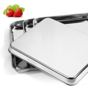 Yododo Baking Sheets Set of 4, Stainless Steel Cookie Pan For Oven, Size 12.25 x 9.65 x 1 inch, Heavy Duty Easy Clean