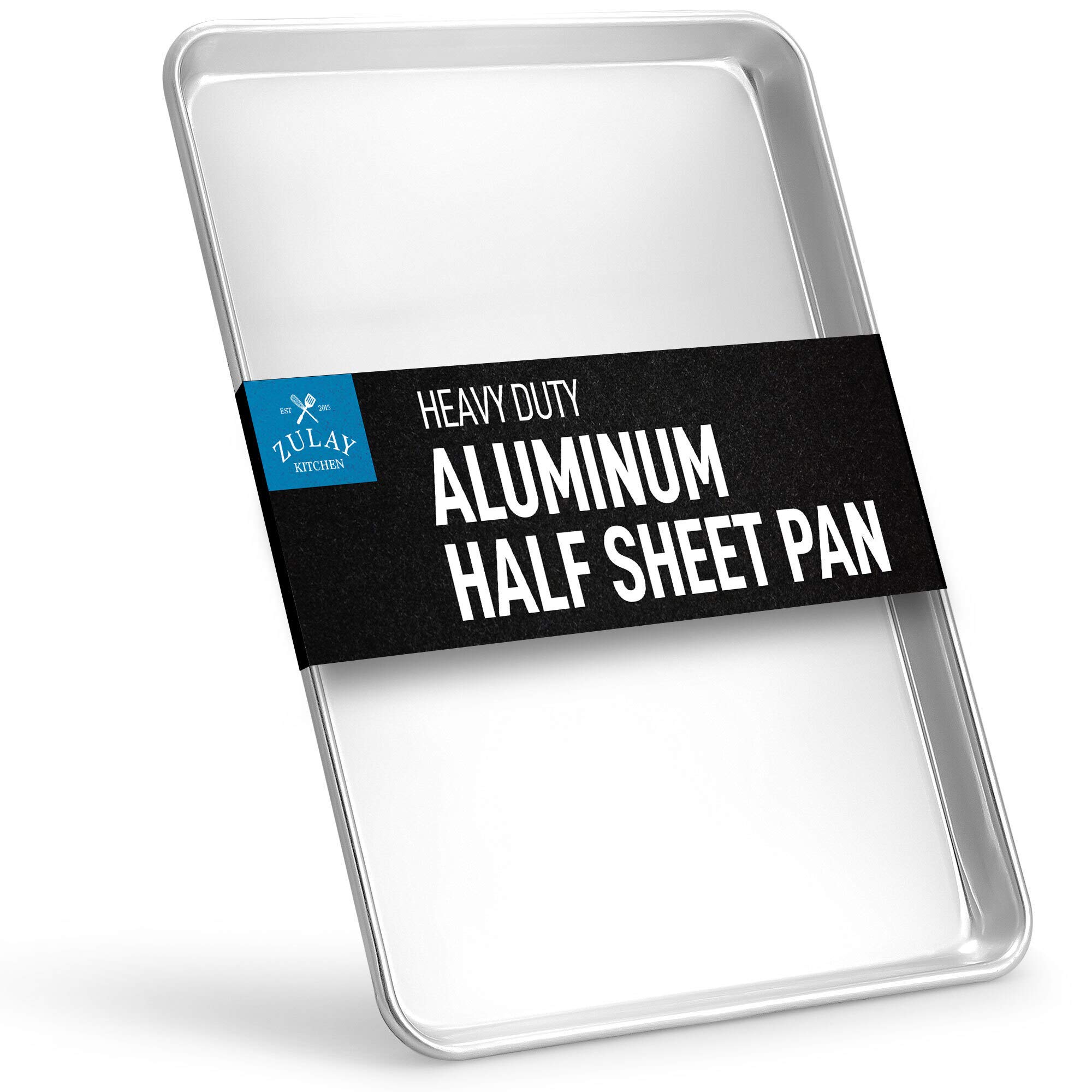 Zulay Large Aluminum Baking Pan - Half Sheet (13" x 18") Baking Sheet For Oven - Perfect Cookie Sheet For Baking, Commercial Or Home Use - Heavy Duty & Encapsulated Rim Half Sheet Pans