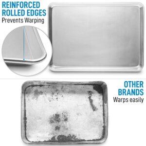 Zulay Large Aluminum Baking Pan - Half Sheet (13" x 18") Baking Sheet For Oven - Perfect Cookie Sheet For Baking, Commercial Or Home Use - Heavy Duty & Encapsulated Rim Half Sheet Pans