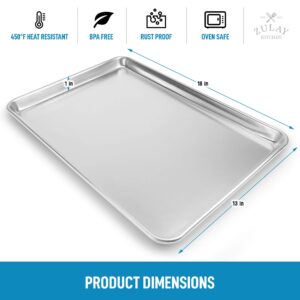 Zulay Large Aluminum Baking Pan - Half Sheet (13" x 18") Baking Sheet For Oven - Perfect Cookie Sheet For Baking, Commercial Or Home Use - Heavy Duty & Encapsulated Rim Half Sheet Pans