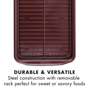 Circulon Nonstick Bakeware Set, Nonstick Cookie Sheet / Baking Sheet with Cooling Rack - 2 Piece, Merlot Red