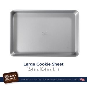 Baker's Secret Nonstick Cookie Sheet 15" x 9.5", Aluminized Steel Medium Size Cookie Tray Jelly Roll with 2 Layers Food-Grade Coating, Non-stick Cookie Sheet, Baking Accessories - Superb Collection