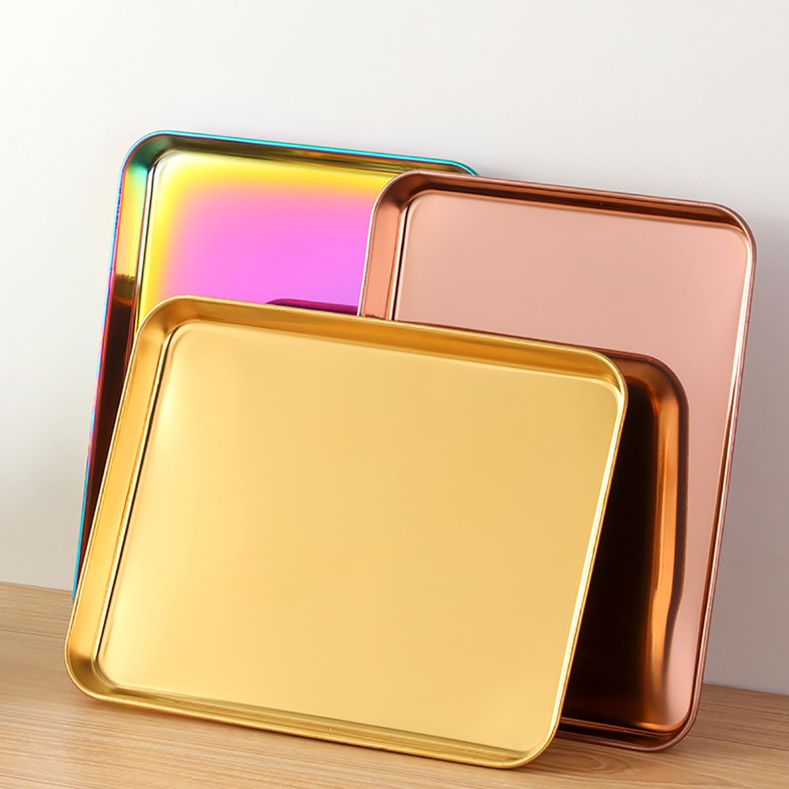 Meisha Baking Tray, Stainless Steel Baking Cookie Sheet, Rimmed Pan Baking, Non Toxic & Healthy, Mirror Finish & Rust Free, Easy Clean & Dishwasher Safe - Rainbow