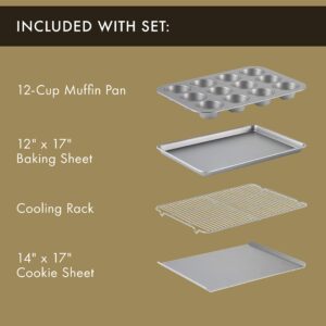 Calphalon 13-Piece Pots and Pans Set, Black & Nonstick Bakeware Set, 10-Piece Set Includes Baking Sheet, Cookie Sheet, Cake Pans, Muffin Pan, and More, Dishwasher Safe, Silver