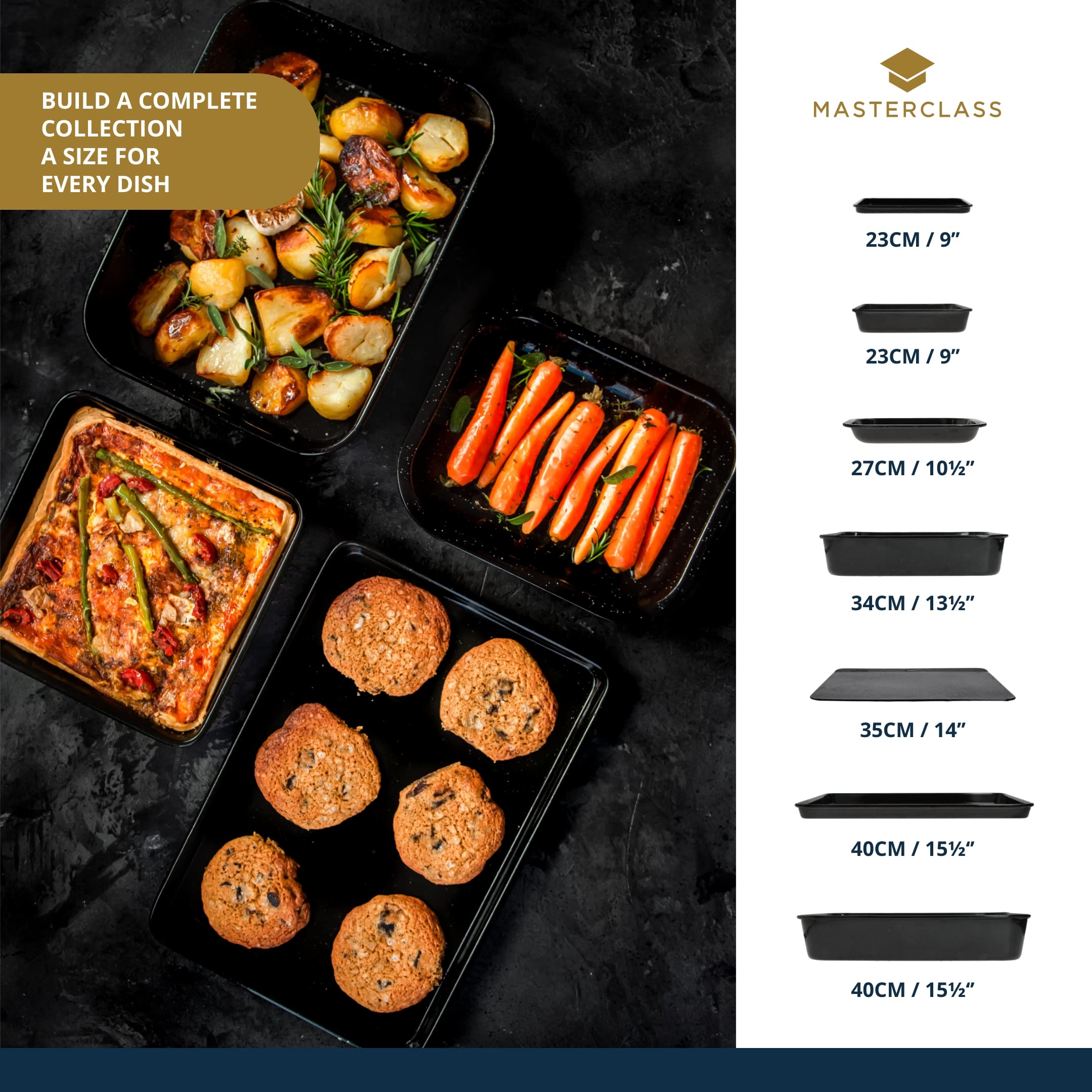 KitchenCraft MasterClass Professional Large Baking Tray, Vitreous Enamel, 39 x 27 cm