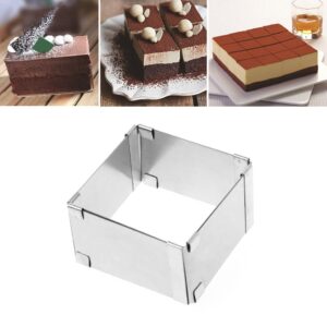 caralin Adjustable Mousse Cake Ring Baking Mold Square Shape Cookie Cutters Bakeware Silver Stainless Steel Baking Tray