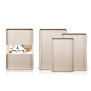 HONGBAKE Half Cookie Sheet 17.5x12 Inches and Half/Quarter/Jelly Roll Baking Sheet Pan Set