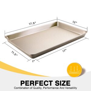 HONGBAKE Half Cookie Sheet 17.5x12 Inches and Half/Quarter/Jelly Roll Baking Sheet Pan Set