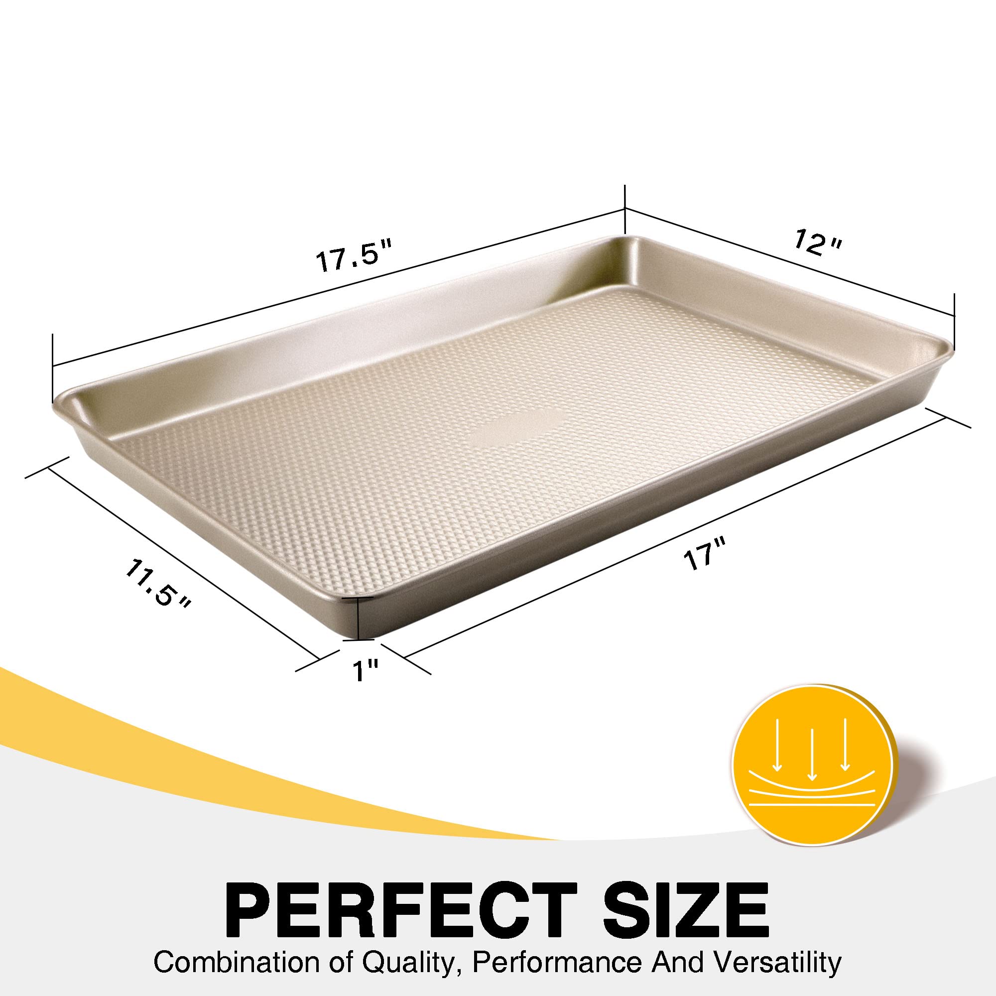 HONGBAKE Half Cookie Sheet 17.5x12 Inches and Half/Quarter/Jelly Roll Baking Sheet Pan Set