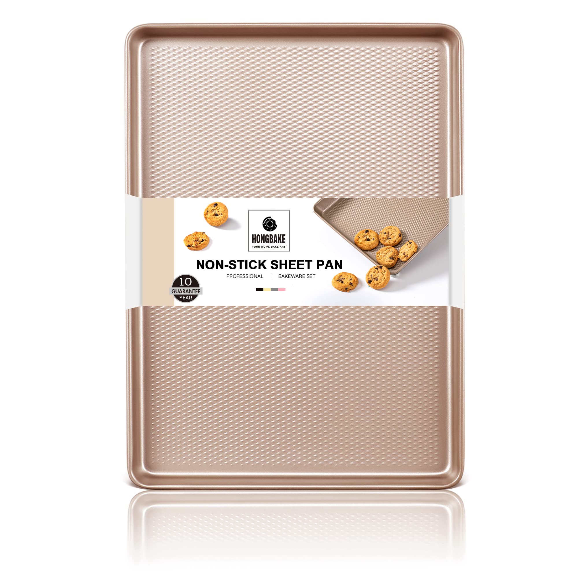 HONGBAKE Half Cookie Sheet 17.5x12 Inches and Half/Quarter/Jelly Roll Baking Sheet Pan Set