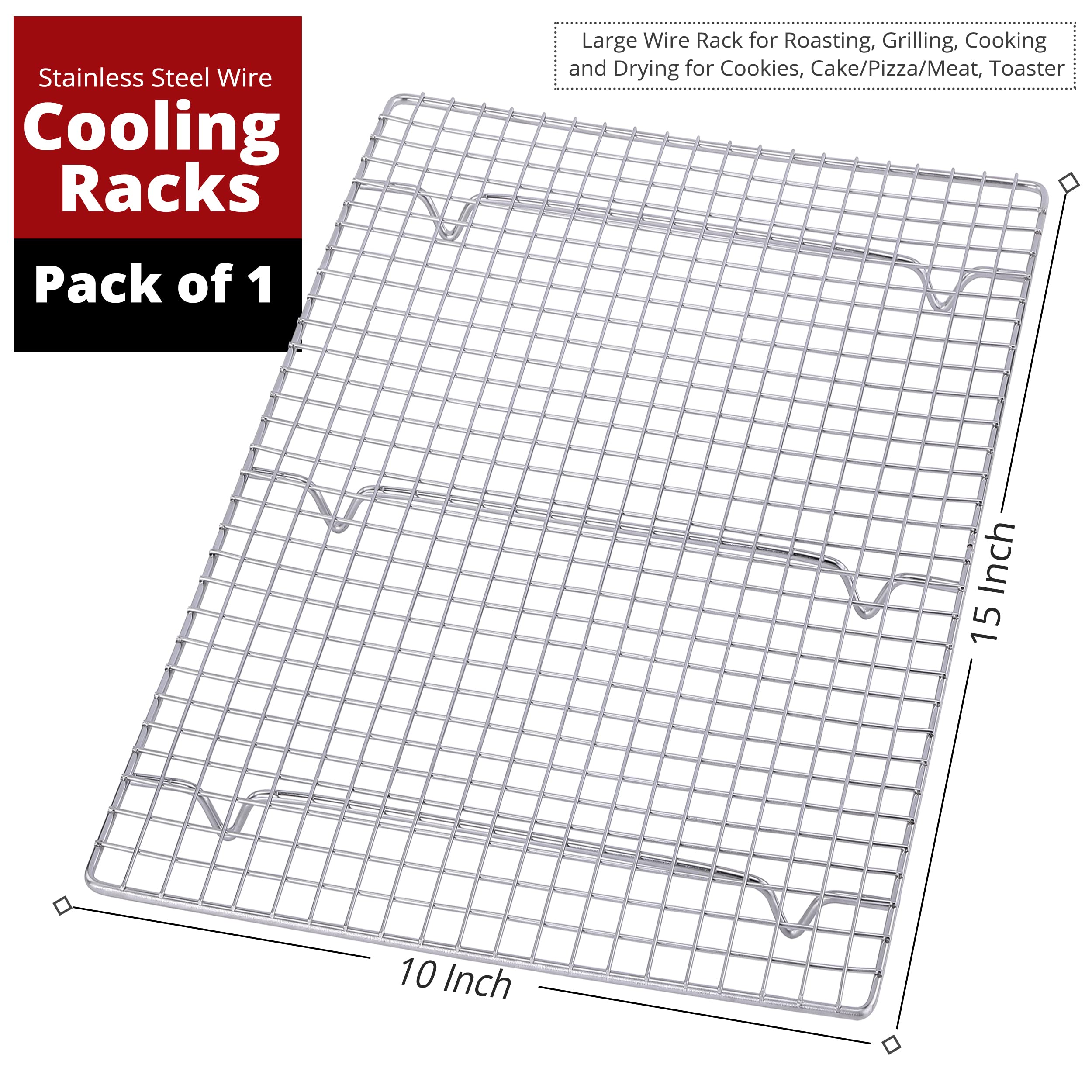 Prestige Baking Cooling Rack 11.5 x 16.5 in Cookware. Air Frying, Baking & Cooking. BPA free, food grade & thick. 100% stainless steel. Chef, professional cook approved.