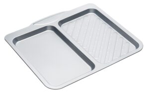 kitchencraft divided baking tray/crisper with non stick finish, 40 x 35.5 cm