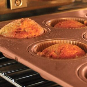 Eternal Living Copper Nonstick Bakeware Set (Cake Pans, Cupcake Tray, & Cookie Sheets, 6 Piece)