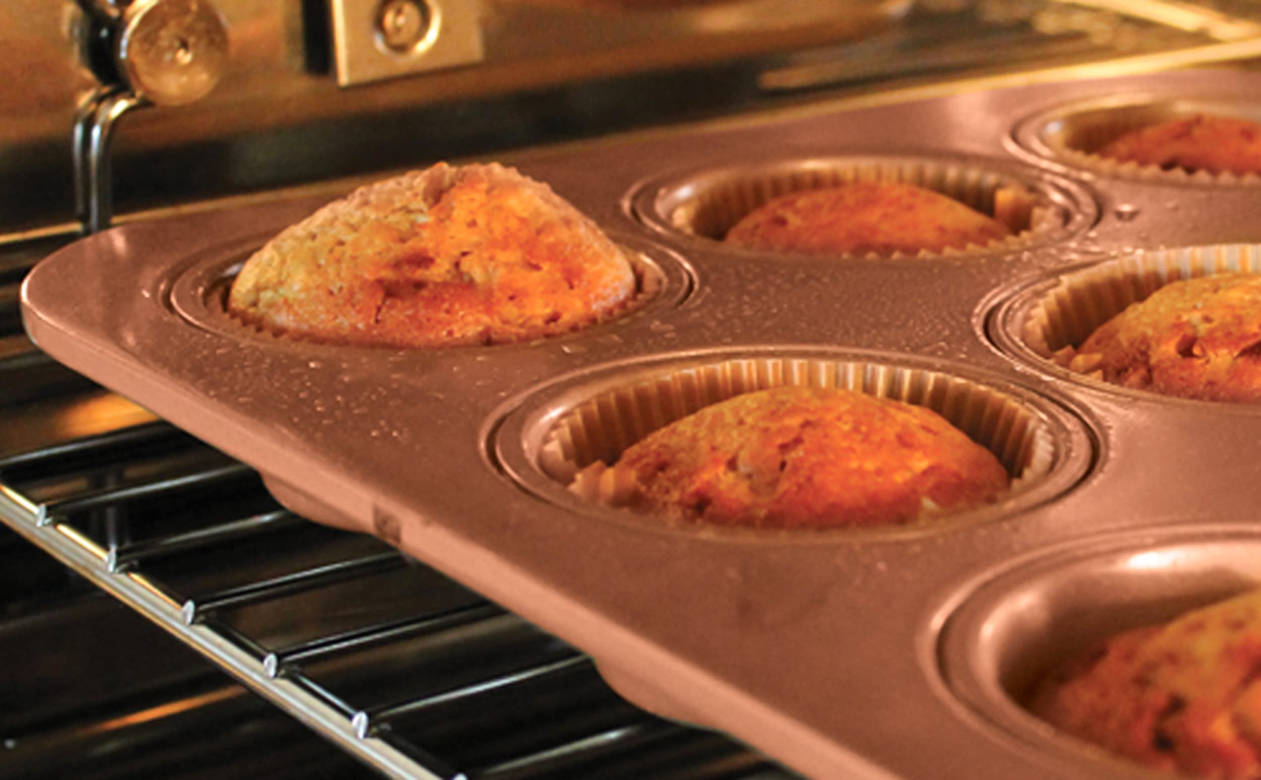 Eternal Living Copper Nonstick Bakeware Set (Cake Pans, Cupcake Tray, & Cookie Sheets, 6 Piece)