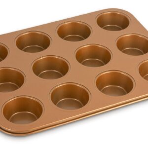 Eternal Living Copper Nonstick Bakeware Set (Cake Pans, Cupcake Tray, & Cookie Sheets, 6 Piece)