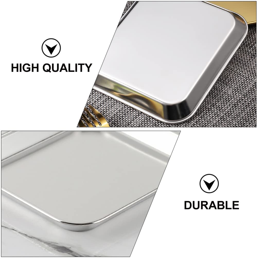 1pc Stainless Steel Dinner Plate Pork Chop Plate BBQ Plate Outdoor Camping Plate Candle Holder Tray BBQ Platter for Kids Stainless Steel Tableware Food Baby Sushi Plate