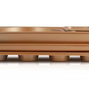 Eternal Living Copper Nonstick Bakeware Set (Cake Pans, Cupcake Tray, & Cookie Sheets, 6 Piece)