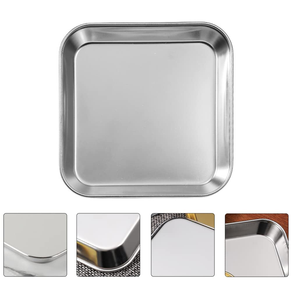 1pc Stainless Steel Dinner Plate Pork Chop Plate BBQ Plate Outdoor Camping Plate Candle Holder Tray BBQ Platter for Kids Stainless Steel Tableware Food Baby Sushi Plate