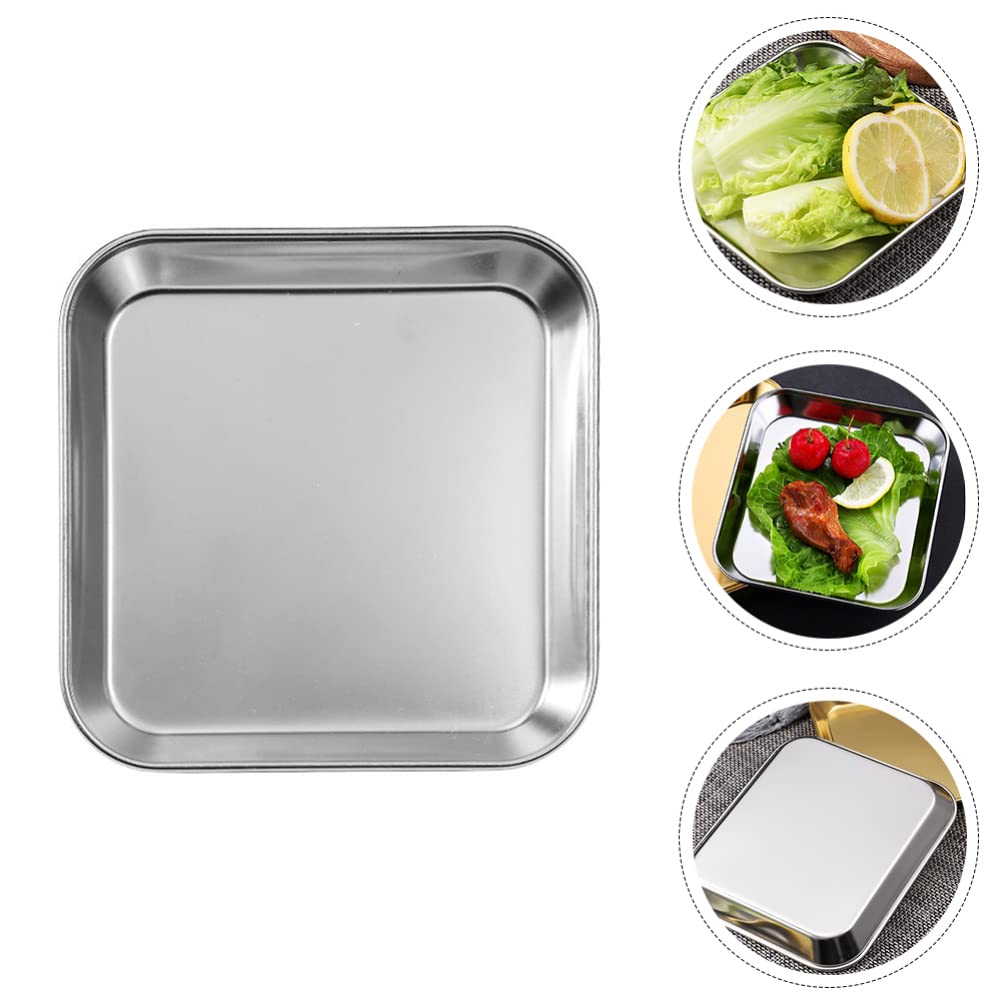 1pc Stainless Steel Dinner Plate Pork Chop Plate BBQ Plate Outdoor Camping Plate Candle Holder Tray BBQ Platter for Kids Stainless Steel Tableware Food Baby Sushi Plate