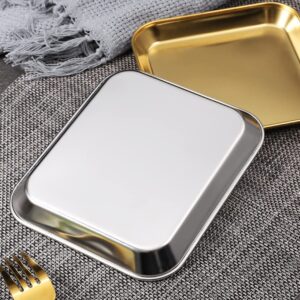 1pc Stainless Steel Dinner Plate Pork Chop Plate BBQ Plate Outdoor Camping Plate Candle Holder Tray BBQ Platter for Kids Stainless Steel Tableware Food Baby Sushi Plate