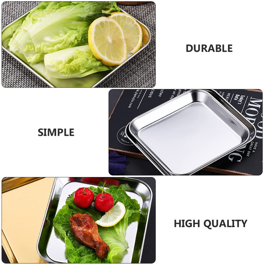 1pc Stainless Steel Dinner Plate Pork Chop Plate BBQ Plate Outdoor Camping Plate Candle Holder Tray BBQ Platter for Kids Stainless Steel Tableware Food Baby Sushi Plate