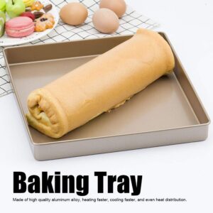 Aluminum Alloy Non-Stick Baking Tray, Square Shape Baking Sheet 28 x 28 x 3 cm, Gold