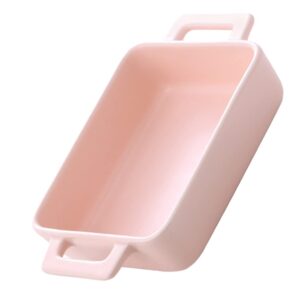 cabilock ceramic baking dish rectangular baking pans with handle bakeware for oven ceramic baking pan lasagna casserole pan (pink)