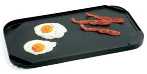 norpro nonstick heavy duty double burner griddle, 19in/48cm x 10.5in/26.5cm x .75in/2cm, teflon platinum