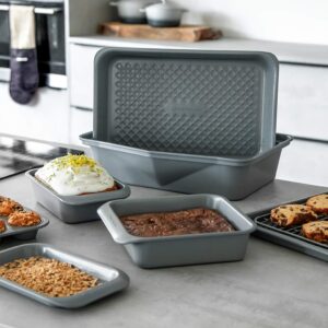 MasterClass Smart Ceramic Baking Tray with Robust Non Stick Coating, Carbon Steel, 40 x 27 cm Large Stackable Cookie Sheet