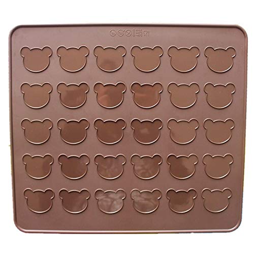 Allforhome 30-tray Bear Head Silicone Macaroon Mat Homemade Pastry Cookie Sheet Baking Mat