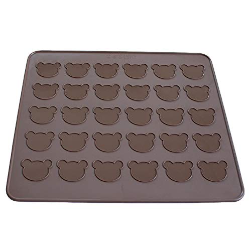 Allforhome 30-tray Bear Head Silicone Macaroon Mat Homemade Pastry Cookie Sheet Baking Mat