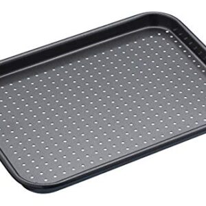 MasterClass KCMCCB54 Crusty Bake Perforated Baking Tray with PFOA Non Stick, Robust 1 mm Carbon Steel, 24 x 18 cm, Grey