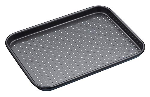 MasterClass KCMCCB54 Crusty Bake Perforated Baking Tray with PFOA Non Stick, Robust 1 mm Carbon Steel, 24 x 18 cm, Grey