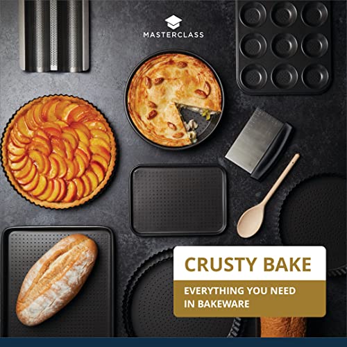 MasterClass KCMCCB54 Crusty Bake Perforated Baking Tray with PFOA Non Stick, Robust 1 mm Carbon Steel, 24 x 18 cm, Grey