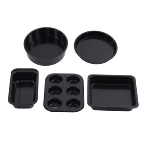 5pcs nonstick bakeware set carbon steel baking pans kit high temperature resistance with cake mold,baking sheet,pizza tray,quadrate & rectangular baking pan for household bakery(black)