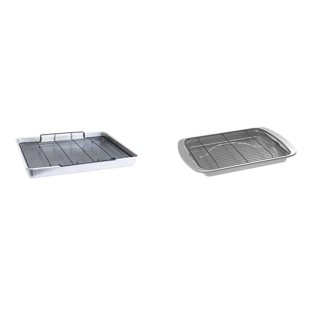 Nordic Ware Extra Large Oven Crisping Baking Tray with Rack (Silver) and Nordic Ware Oven Crisp Baking Tray (Natural)