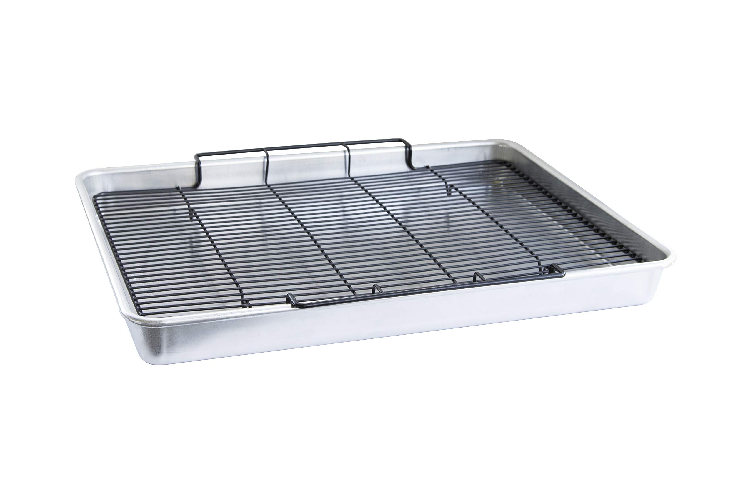 Nordic Ware Extra Large Oven Crisping Baking Tray with Rack (Silver) and Nordic Ware Oven Crisp Baking Tray (Natural)