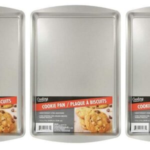 3~ Pans Baking Sheet Set 9x13 in. Cookie Flat Kitchen Non-stick Bakeware