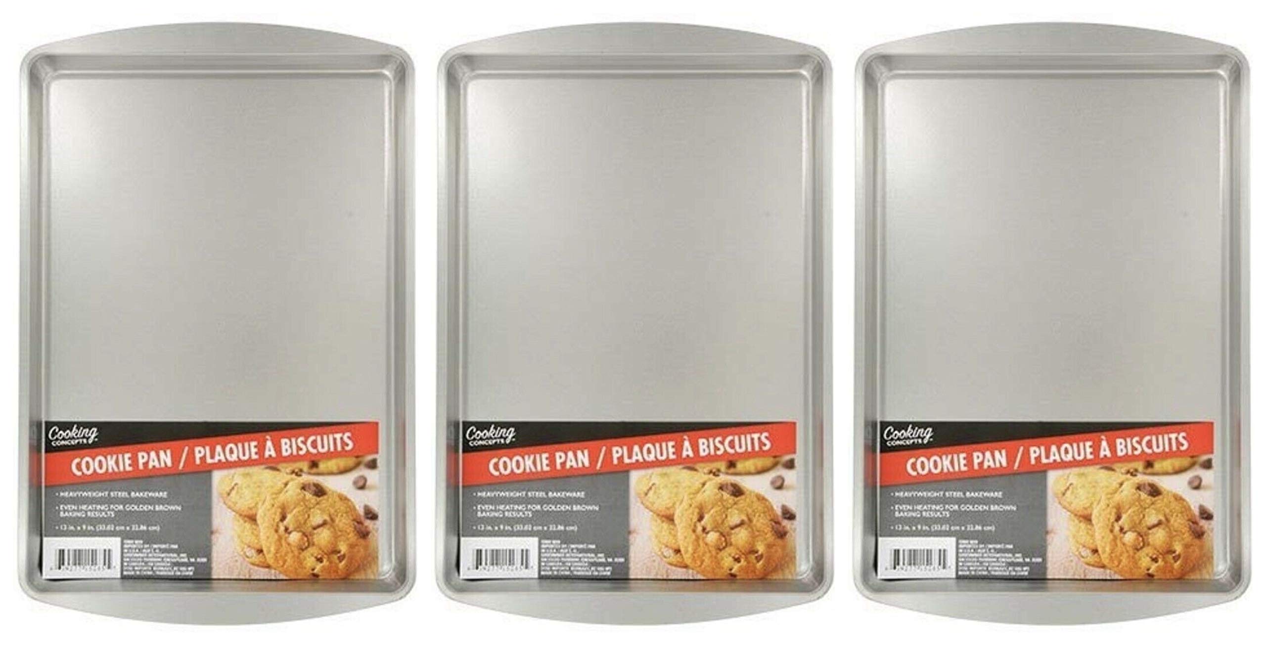 3~ Pans Baking Sheet Set 9x13 in. Cookie Flat Kitchen Non-stick Bakeware