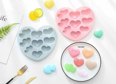 Silicone Square Cake Baking Pan Bakeware Brownie Pan+2 Silicone Heart Cake Pan, Mold a set of 3