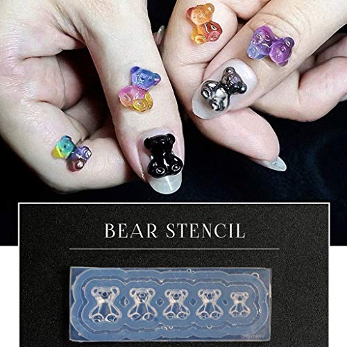 HELYZQ 5Pc Silicone Mini Gummy Bear Mold Nail Art Resin Casting Mold Template Art Craft