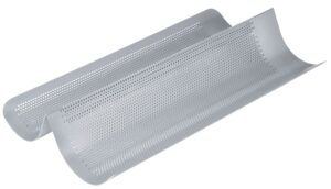 kitchencraft chicago metallic commercial ii aluminium non-stick perforated french bread baking tin, 41 x 20.5 x 6.5 cm (16" x 8" x 2.5")